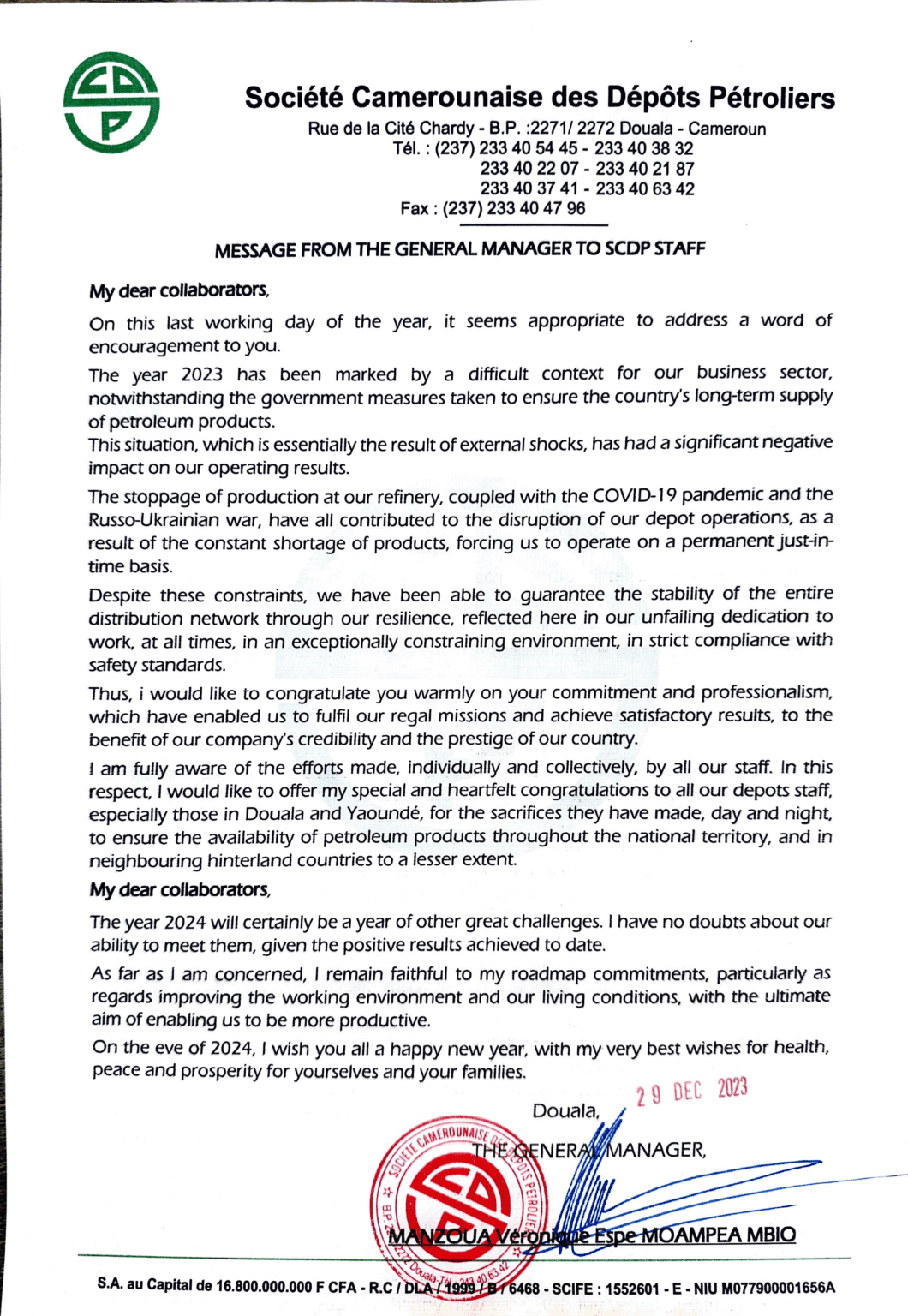 Accueil - Société Camerounaise des Dépôts Pétroliers (SCDP)
